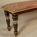 G Long Bench W-turned Legs Upholstered/hand-painted 47x14x18h as Shown ...