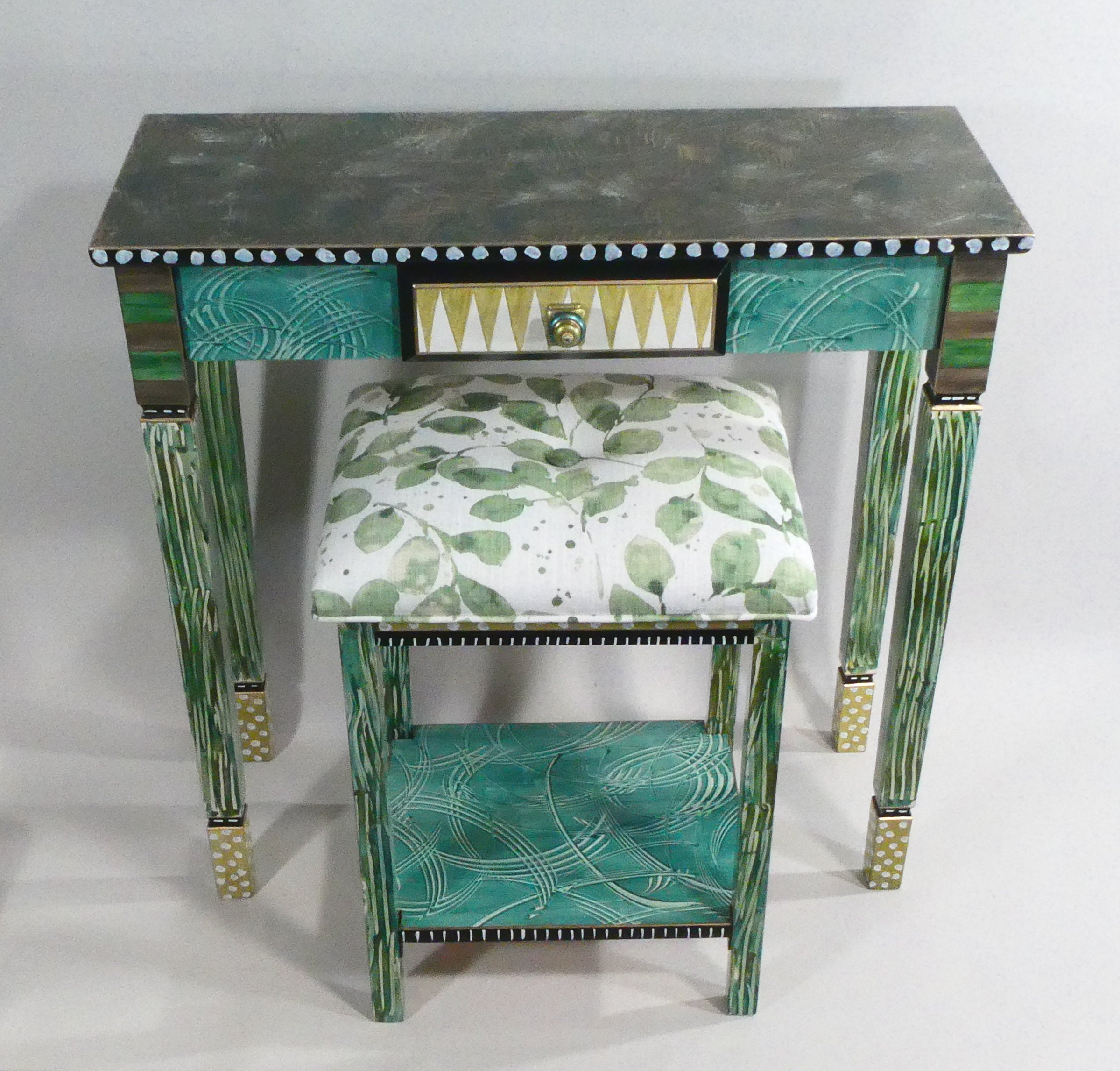 G Carved Leg Hall Table W-drawer Hand-painted 30x12x30h as Shown or ...