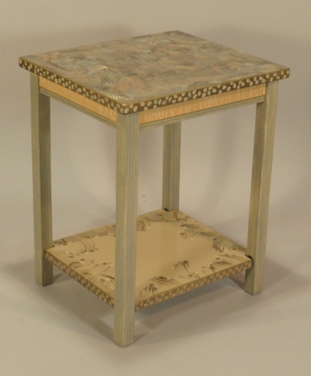 S || Petite Hand-painted End Table W-shelf | 14x16x20h | as Shown or ...