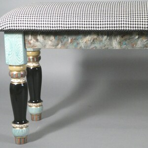 G || Long Bench W-turned Legs | Upholstered/hand-painted |47x14x18h |as ...