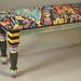 G || Long Bench W-turned Legs | Upholstered/hand-painted |47x14x18h |as ...