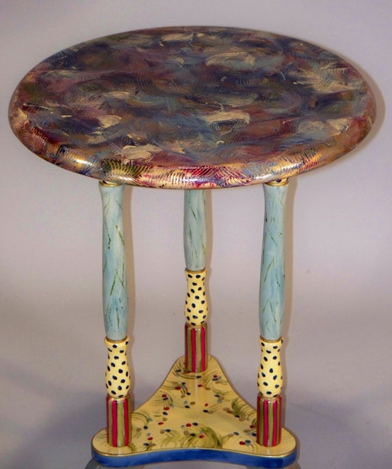 S Round Tea Table/drinks Table Hand-painted 16x23h as | Etsy