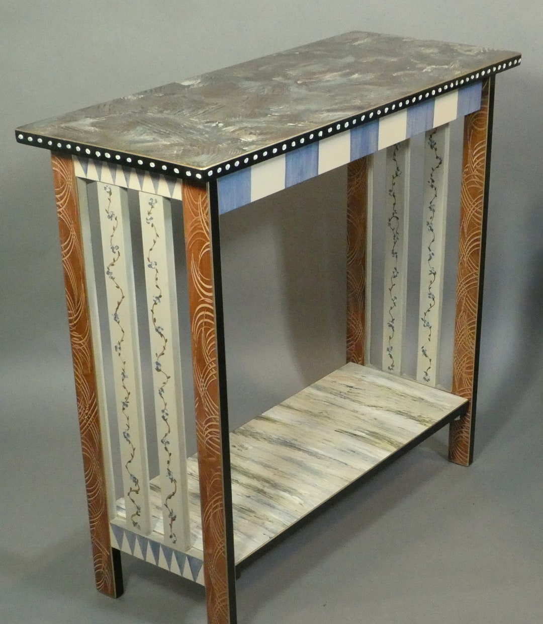 S || Slat Leg Hall Table-shelf - Handpainted - as Shown or Custom ...