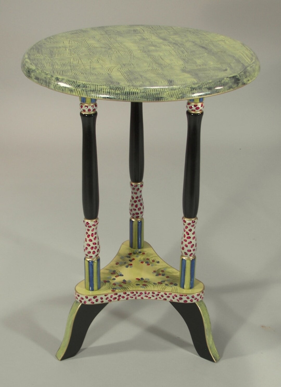 S || Round Tea Table/drinks Table | Hand-painted | 16x23h | as Shown or ...