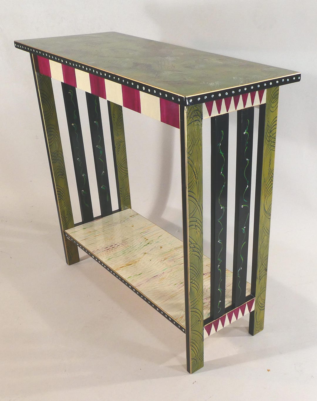 S Slat Leg Hall Table-shelf Handpainted as Shown or Custom Colors - Etsy