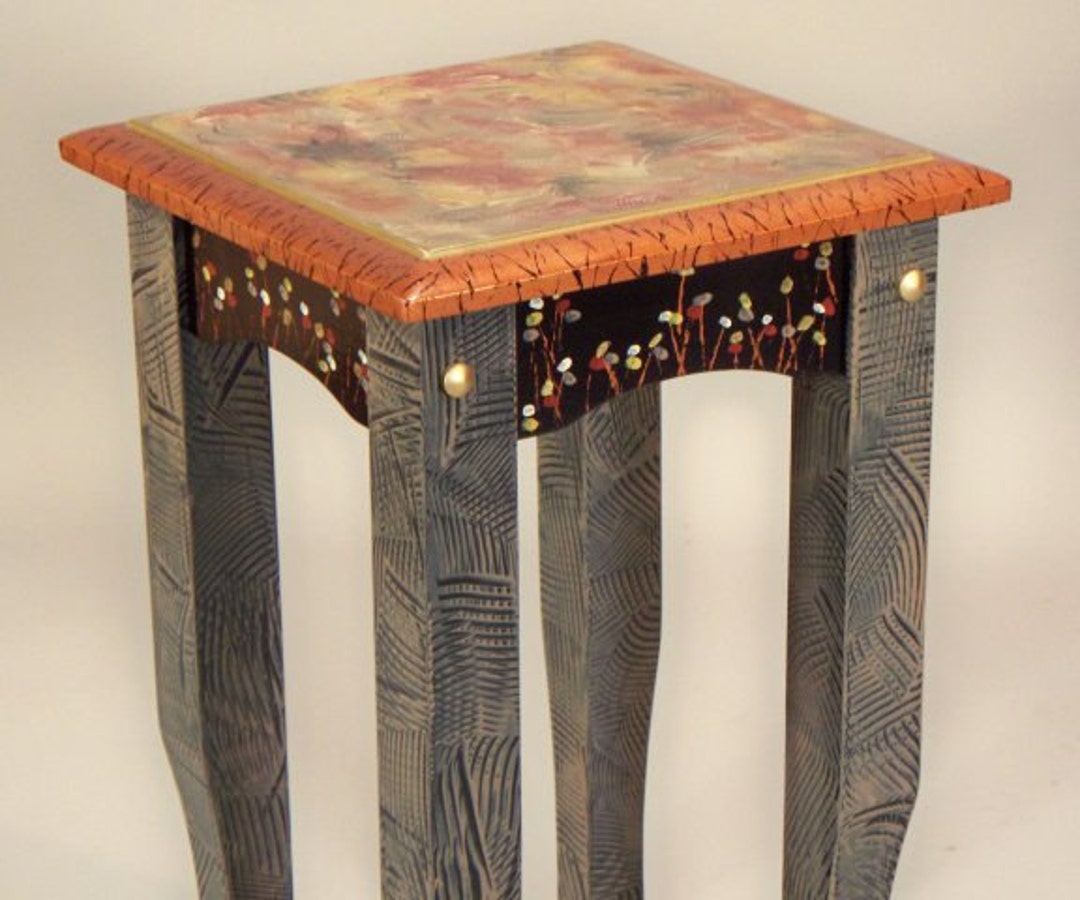 S Square Tea Table/drinks Table Hand-painted 12x12x21h as Shown or ...