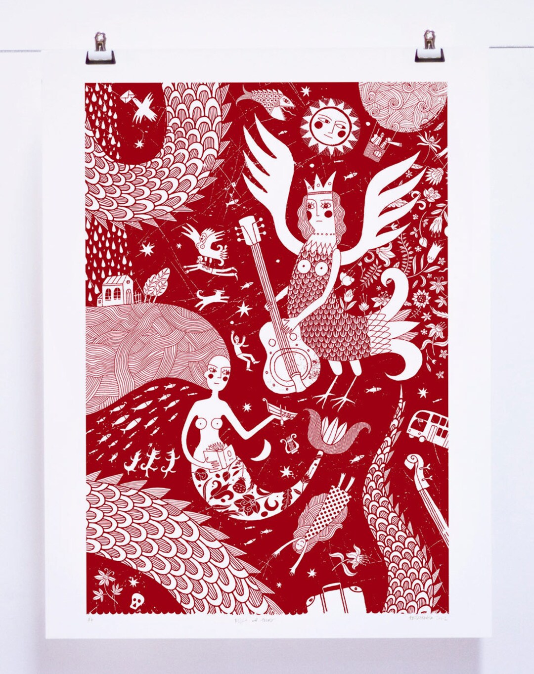 Flight of Fancy, Original Screenprint, Mythical Creatures Print ...