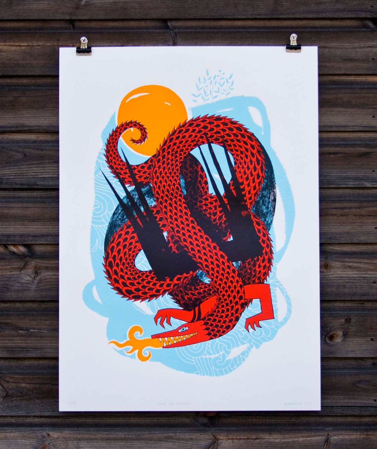 River Lea Dragon Red Dragon Dragon Art Print Original - Etsy UK