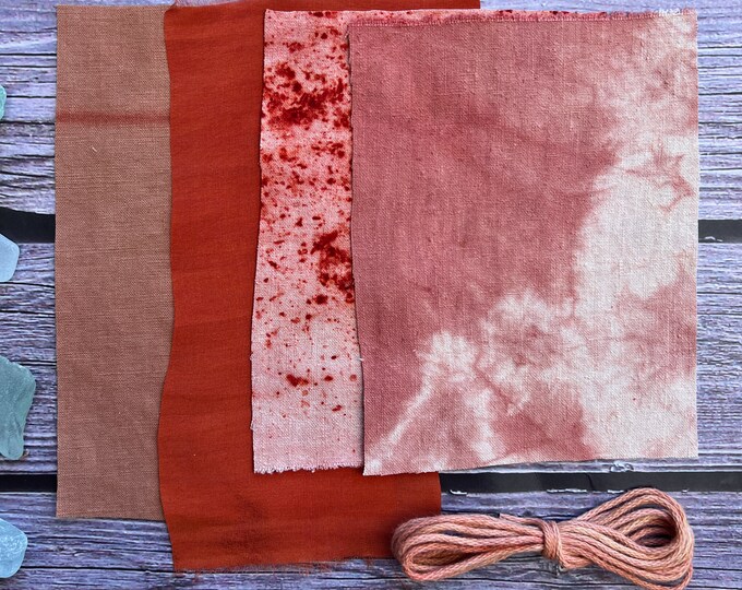 Plant Dyed Fabric Sampler | Upcycled Silk & Linen, Slow Stitch Kit ...