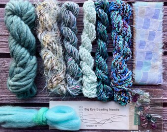 Lagoon Sustainable Weaving Fiber Pack Upcycled Yarn Sampler Fiber Art ...