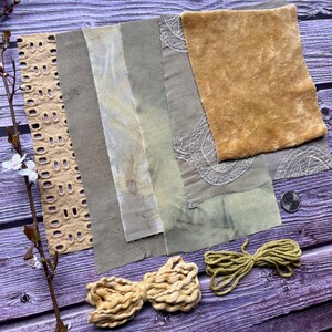 Plant Dyed Fabric Pack Indigo Green Yellow Visible Mending Sampler ...