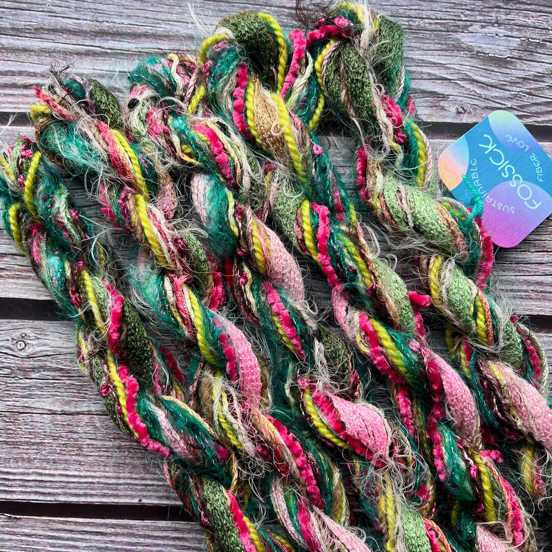 Spring Sustainable Art Yarn Bundle & Upcycled Weaving Fibres | Mini ...