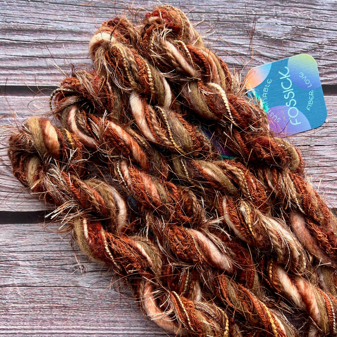 Caramel Sustainable Art Yarn Bundle & Upcycled Weaving Fiber Pack Mini ...