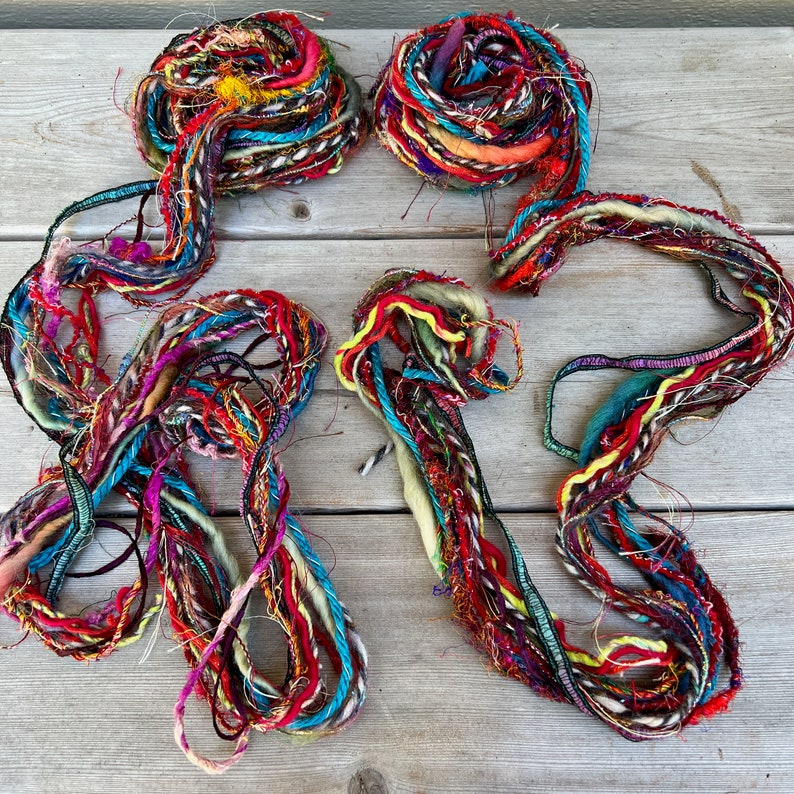 Fireworks Sustainable Art Yarn Bundle & Upcycled Weaving Fiber - Etsy