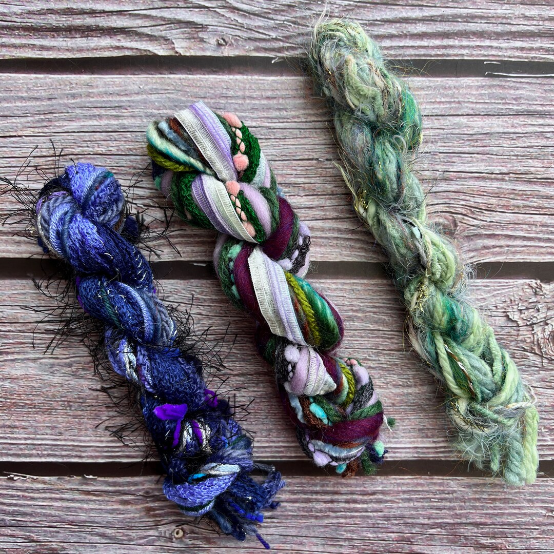 Sustainable Mini Art Yarn Bundle Upcycled Weaving Loom Sampler, Fiber ...