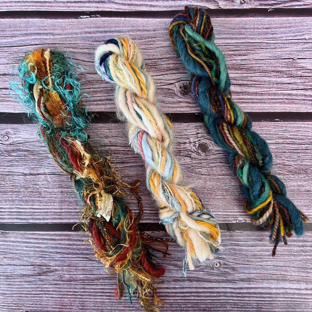 Sustainable Mini Art Yarn Bundle Upcycled Weaving Loom Sampler, Fiber ...