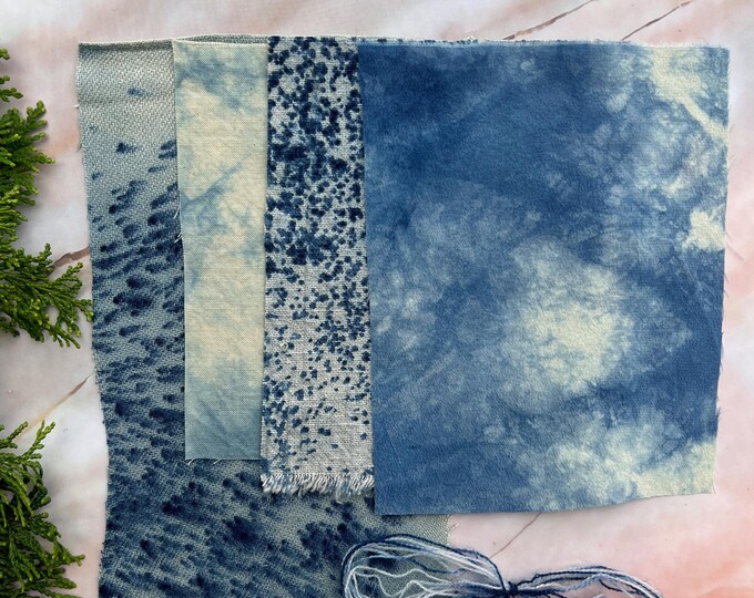 Indigo Dyed Fabric Sampler Botanical Plant Dyed Textiles, Slow Stitch ...
