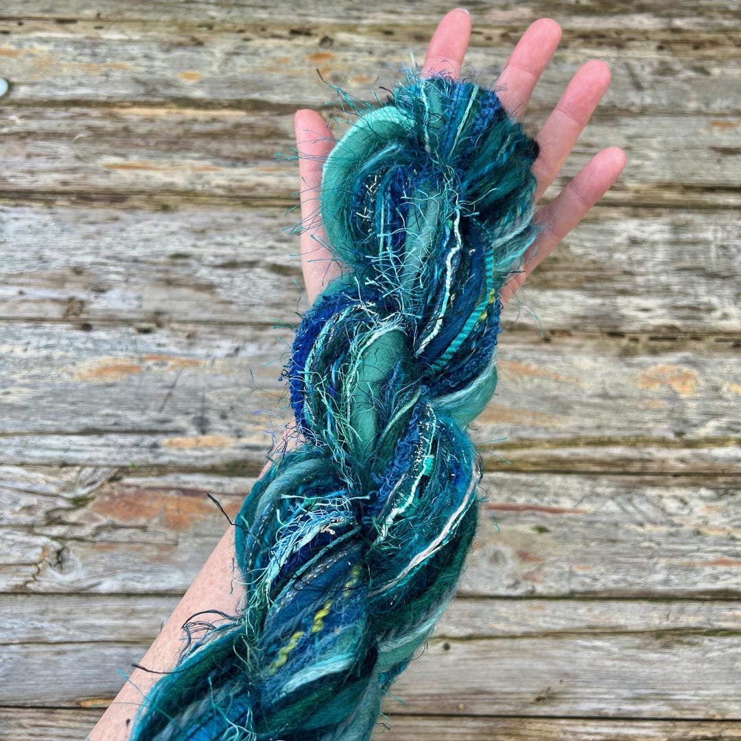 Lagoon 92 Yard Upcycled Mixed Fibre Skein | Weaving Yarns, Trim ...