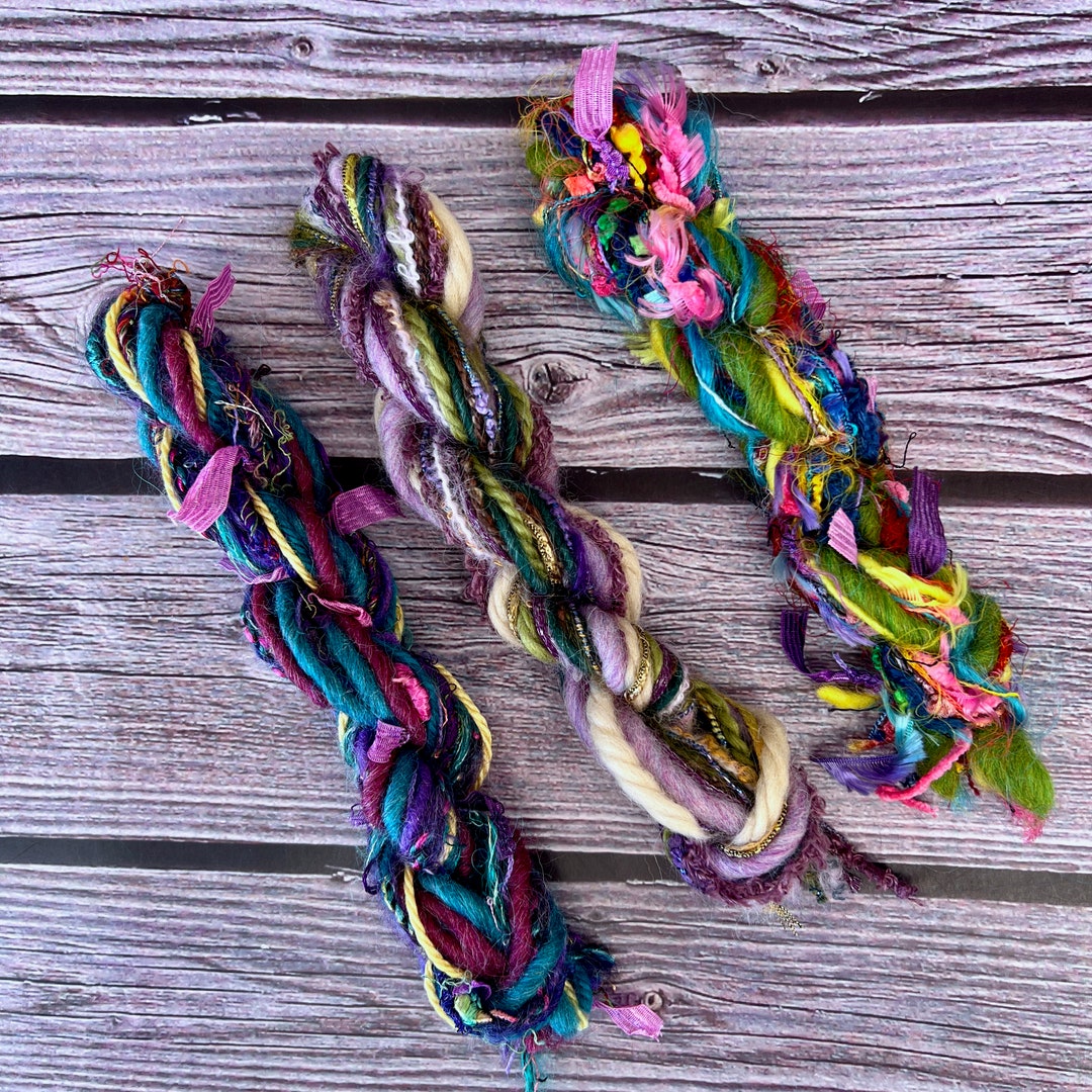 Sustainable Mini Art Yarn Bundle Upcycled Weaving Loom Fiber Sampler ...