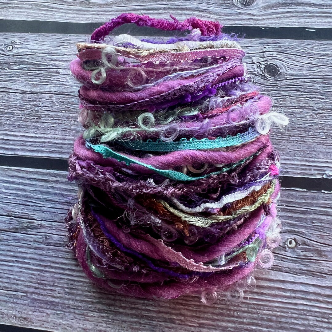 Orchid Sustainable Art Yarn Bundle & Upcycled Weaving Fibers Craft Art ...