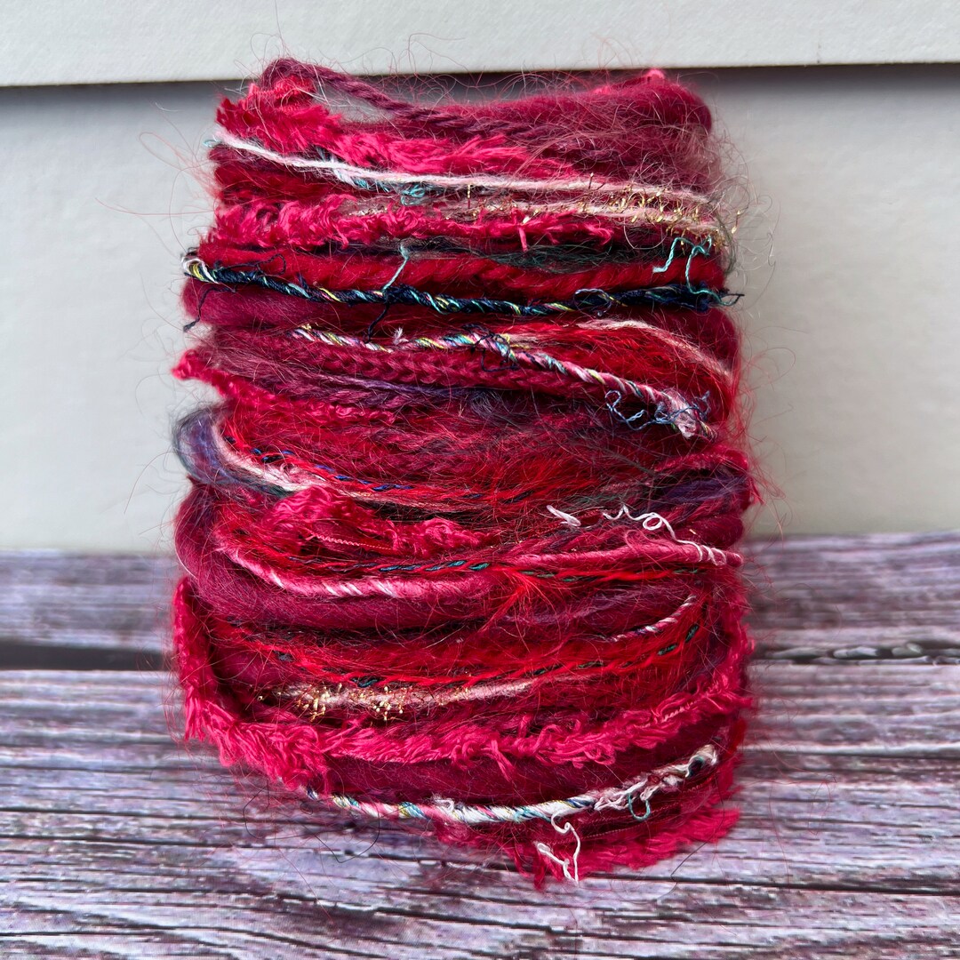 Poinsettia Sustainable Art Yarn Bundle & Upcycled Weaving Fiber Pack ...