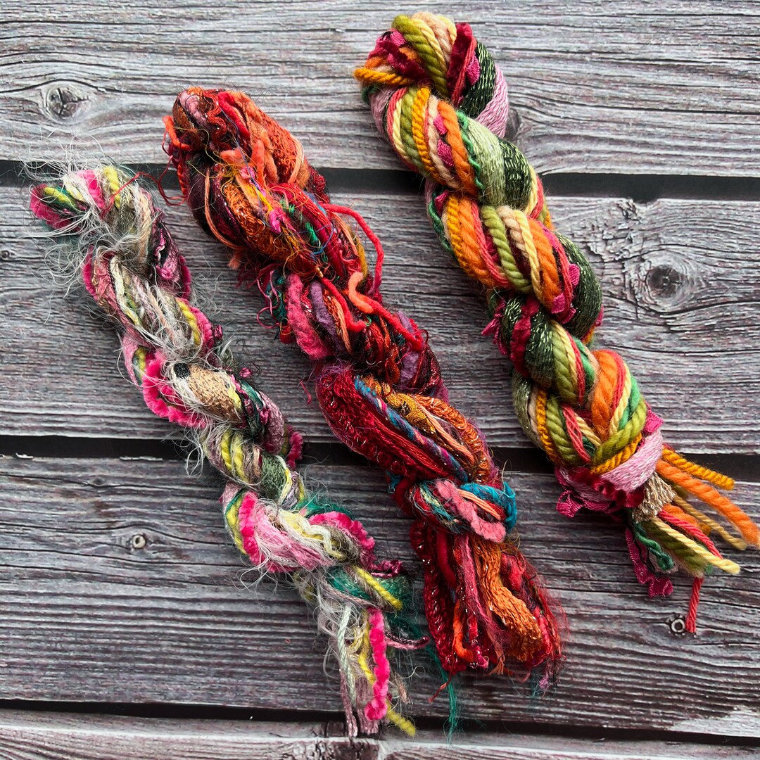 Sustainable Mini Art Yarn Bundle Upcycled Weaving Loom Fiber - Etsy