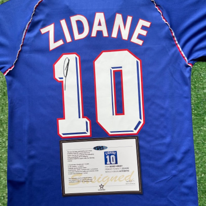 SIGNATURE France World Cup Zidane 10 1998 SIGNED Shirt/jersey zinedine ...