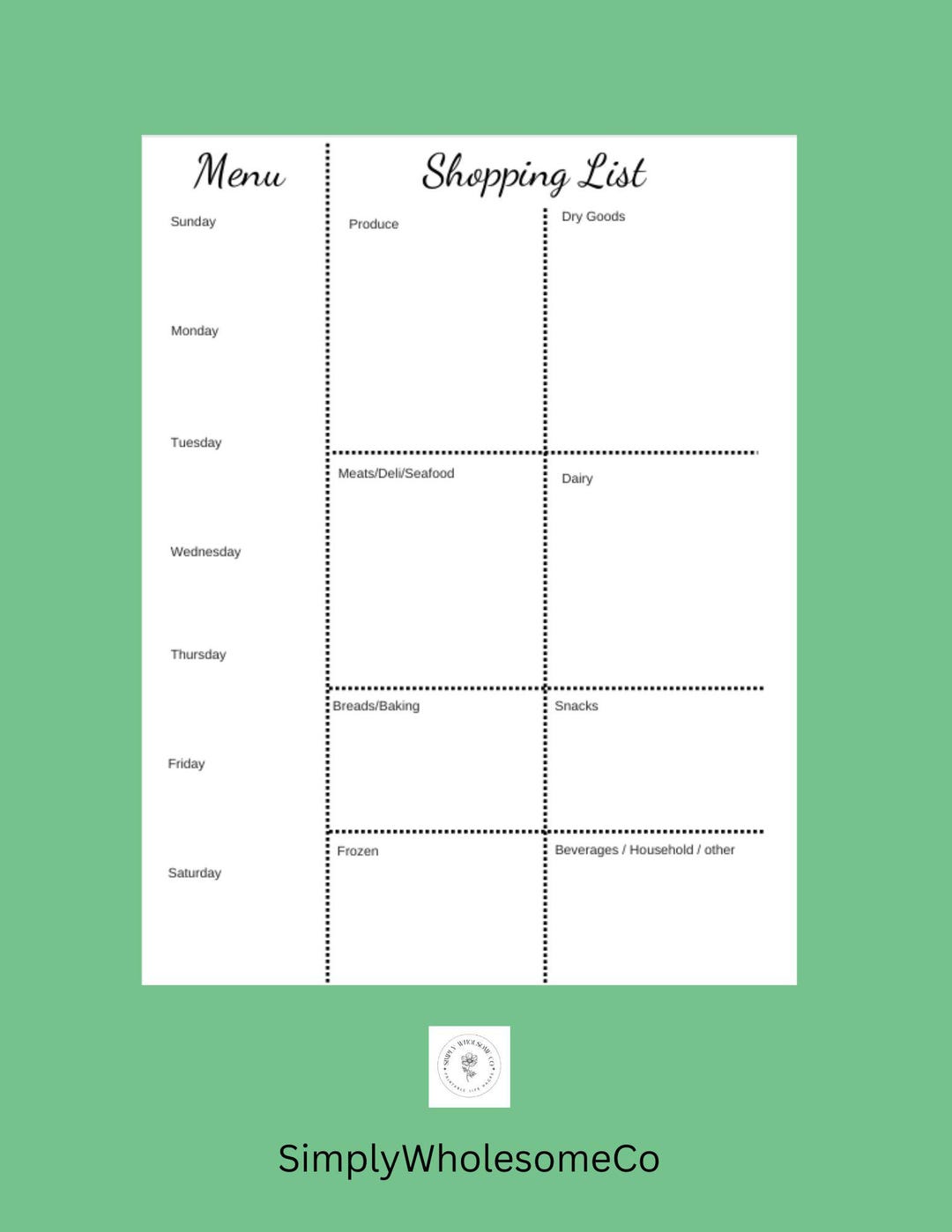 Meal Planning Shopping List, PDF, Simple Grocery Shopping List, Grocery ...
