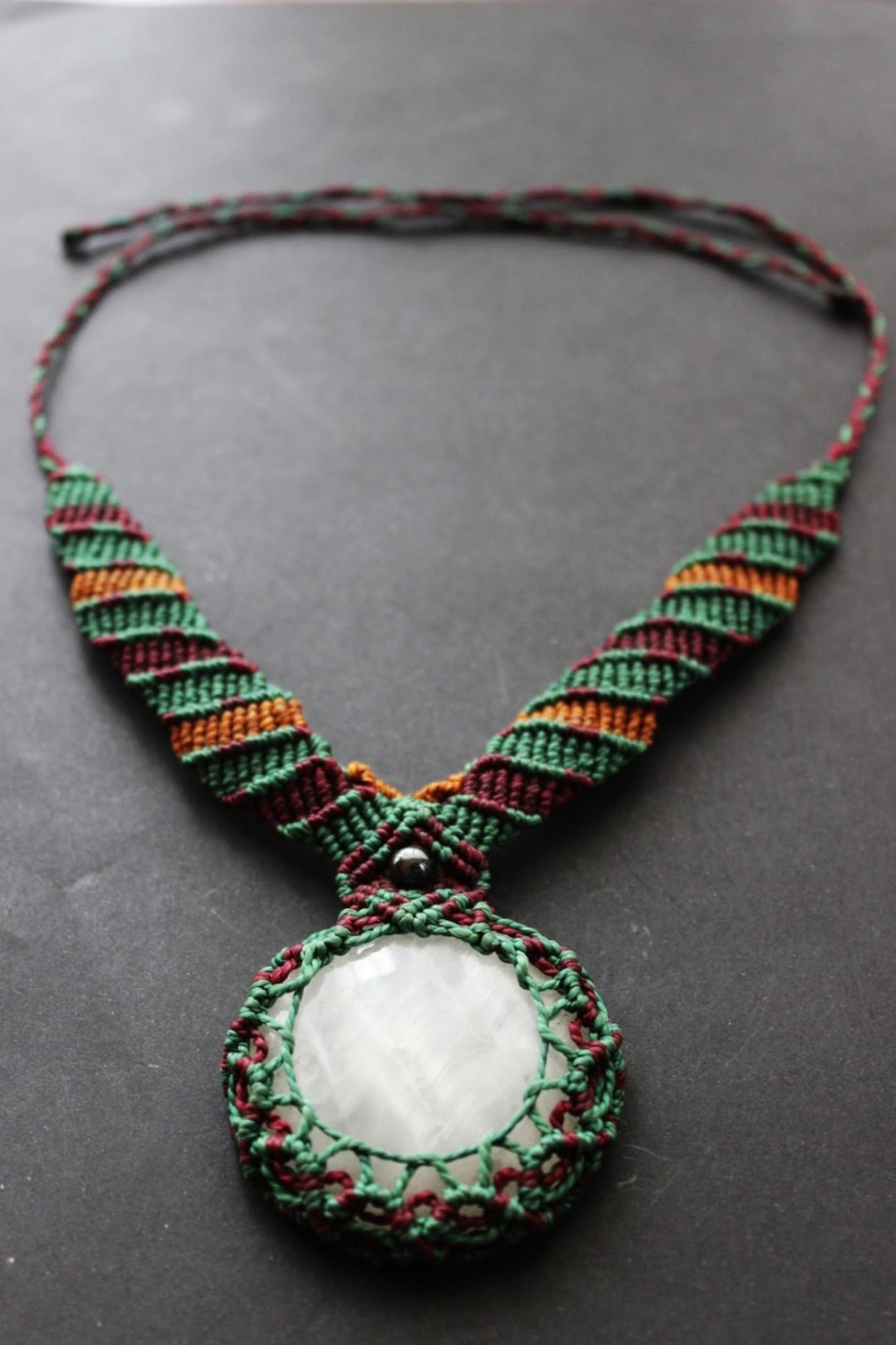 Macrame Necklace/ Macrame Wrapped Pendant/ Macrame Stone Cradle ...