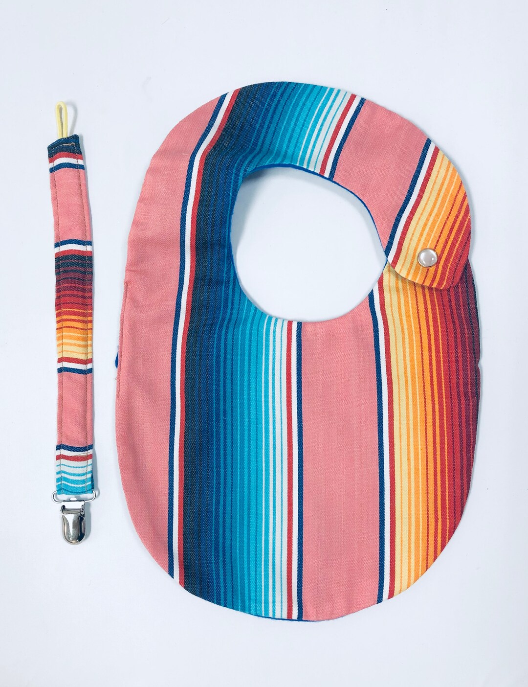 Coral Serape Bib & Pacifier Set - Etsy
