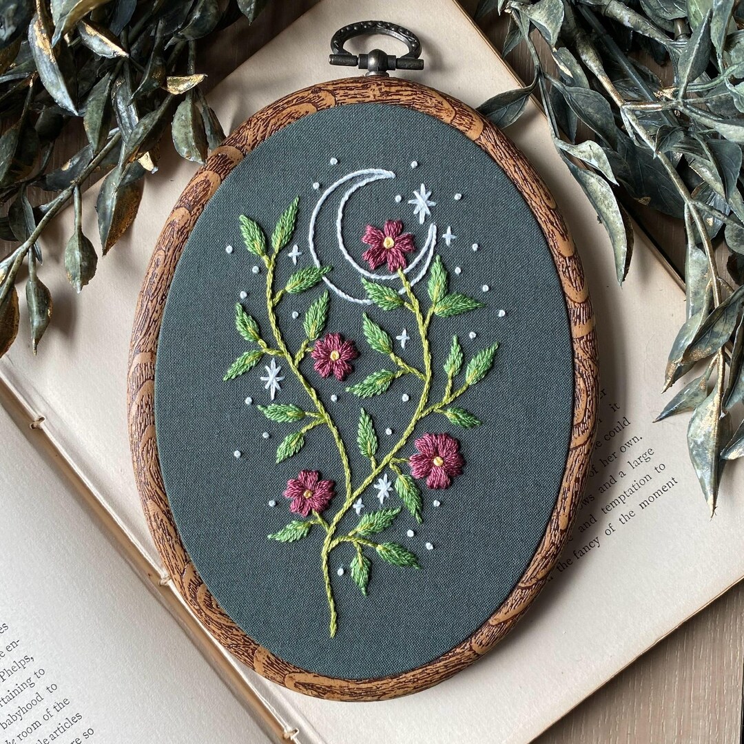 Vines Among the Stars Embroidery, Hand Embroidered Wall Art, Hand ...