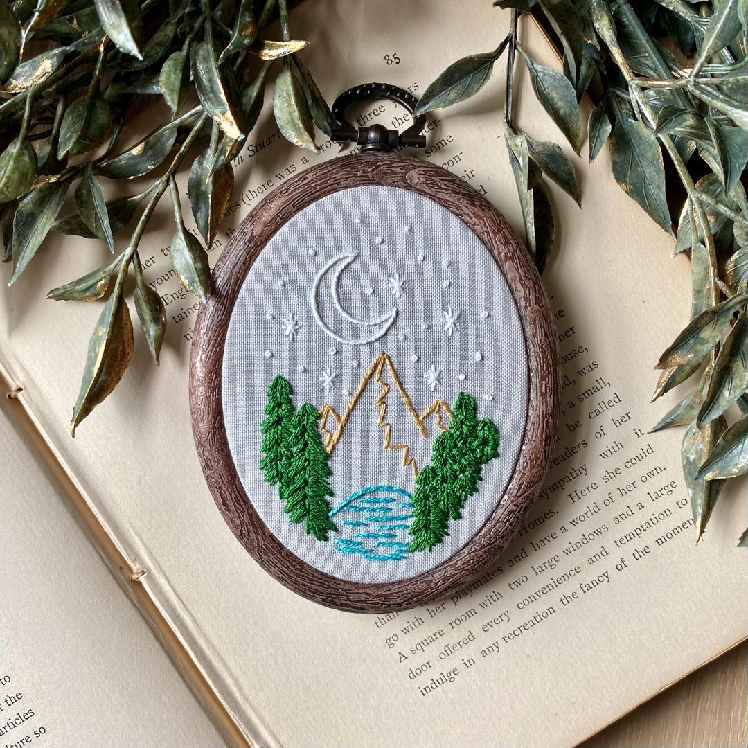 Secret Lake Embroidery, Hand Embroidered Wall Art, Hand Embroidered Art ...