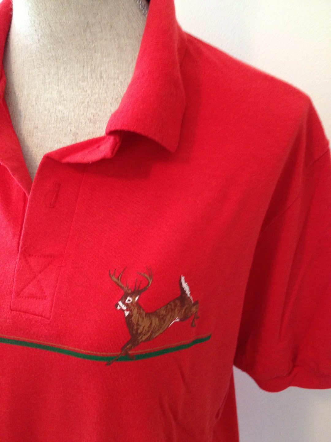 Vintage 80s Christmas Reindeer Polo - Etsy