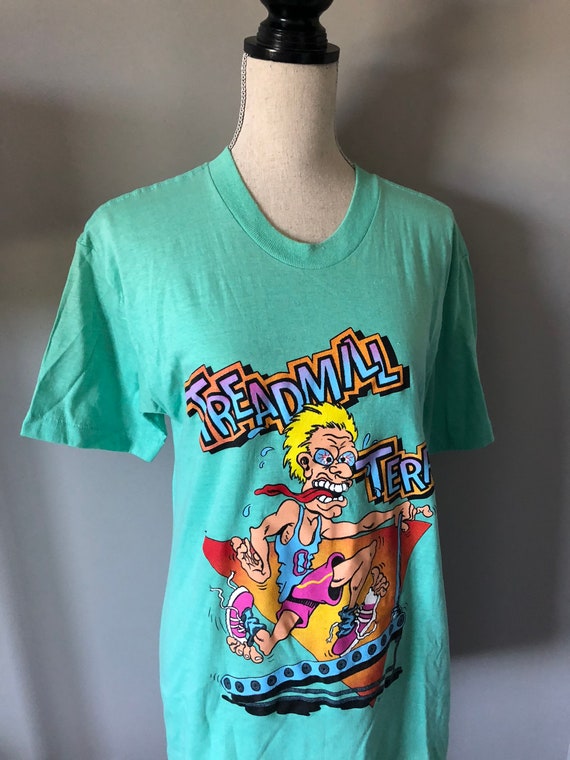 Vintage 80s Treadmill Terror Cartoon Tshirt | Etsy