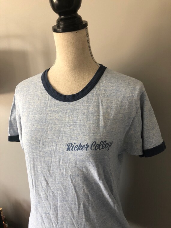 Vintage Ricker College of Maine 70s Ringer Tshirt - Gem