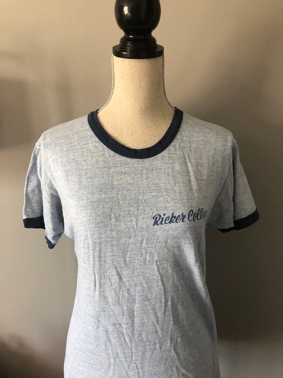 Vintage Ricker College of Maine 70s Ringer Tshirt - Gem