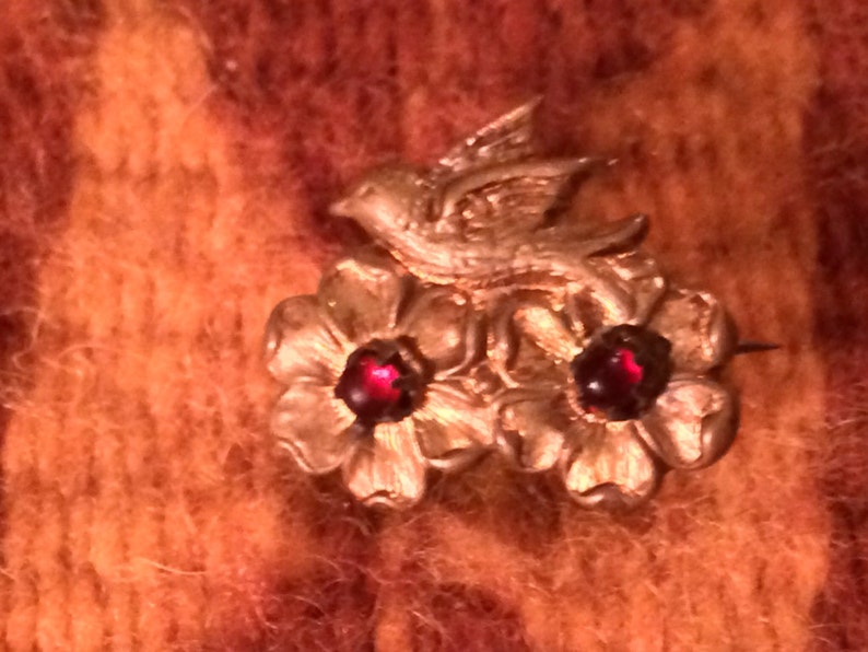 Sweet Antique Victorian Bird & Blossoms Brooch Pin - Etsy
