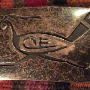 Old Native American Sterling Silver Hopi Overlay Roadrunner Belt Buckle ...