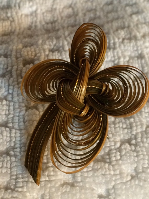 Vintage Handmade 4 Leaf Clover Pinch Clasp Tie Clip - Gem