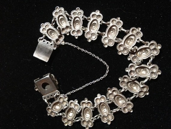 Antique Handmade Silver Bracelet Marked 835 - Gem