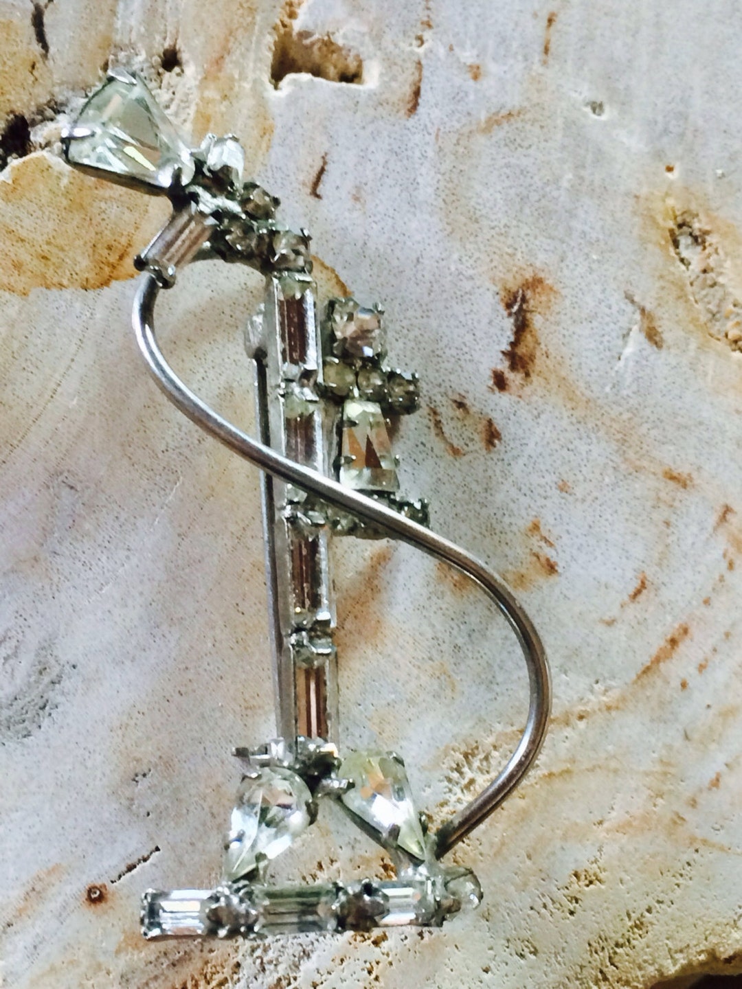 Vintage Rhinestone Upright Phone Brooch Pin - Etsy