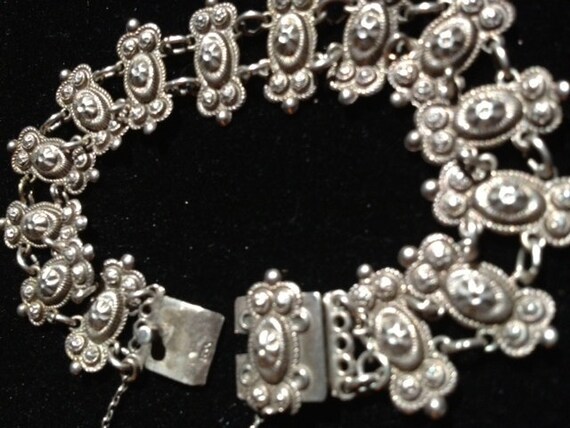 Antique Handmade Silver Bracelet Marked 835 - Gem