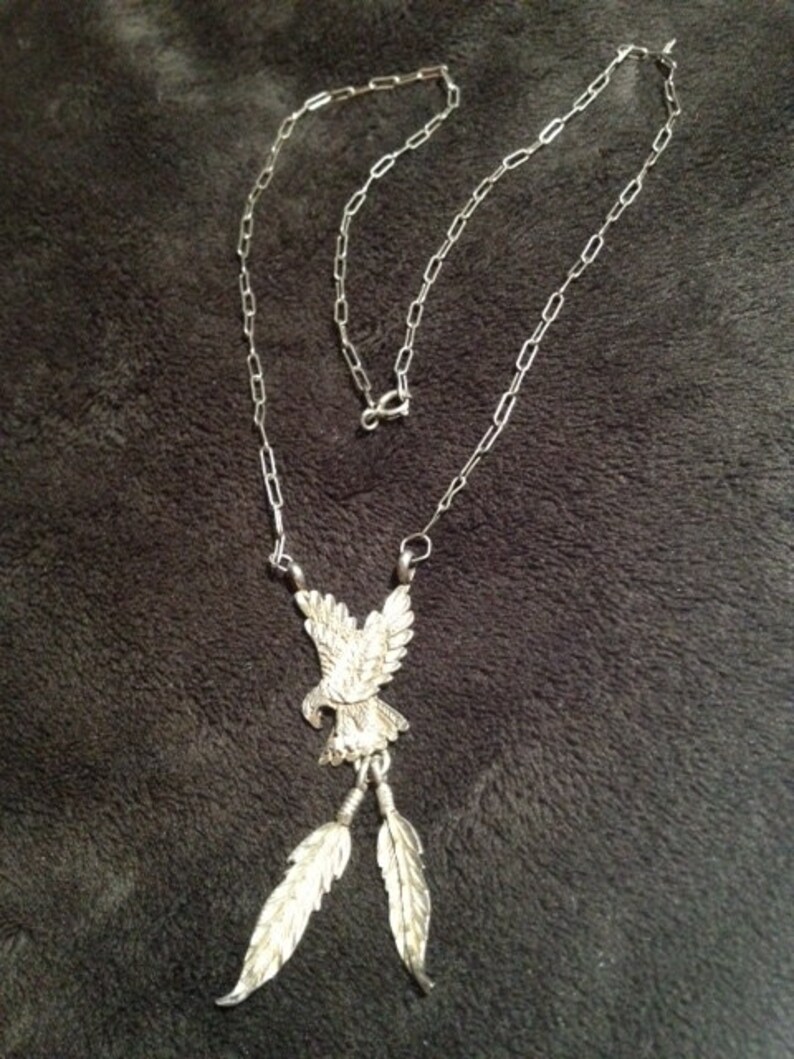 Sterling Silver Hand Made & Signed Eagle Pendant With Attached Small Link Chain - Etsy