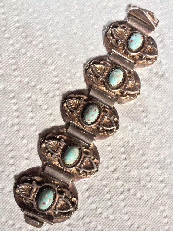Sale - Antique Artisan Created Old Silver Bracelet - Gem
