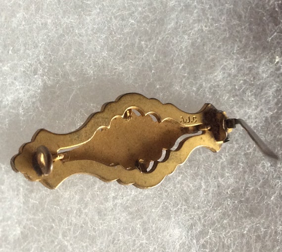 Antique Signed Brooch Pin with Original C Clasp - Gem