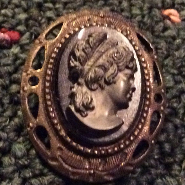 Black Cameo Brooch - Etsy
