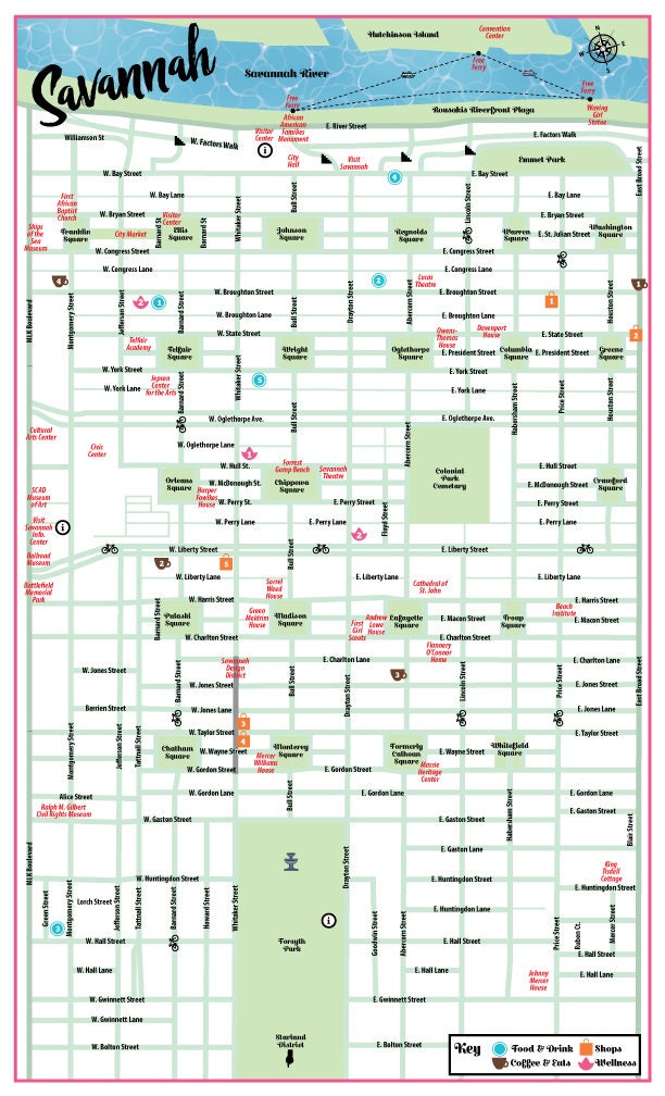 Historic Savannah GA Map & Guide: Explore Savannah's Streets, Squares ...