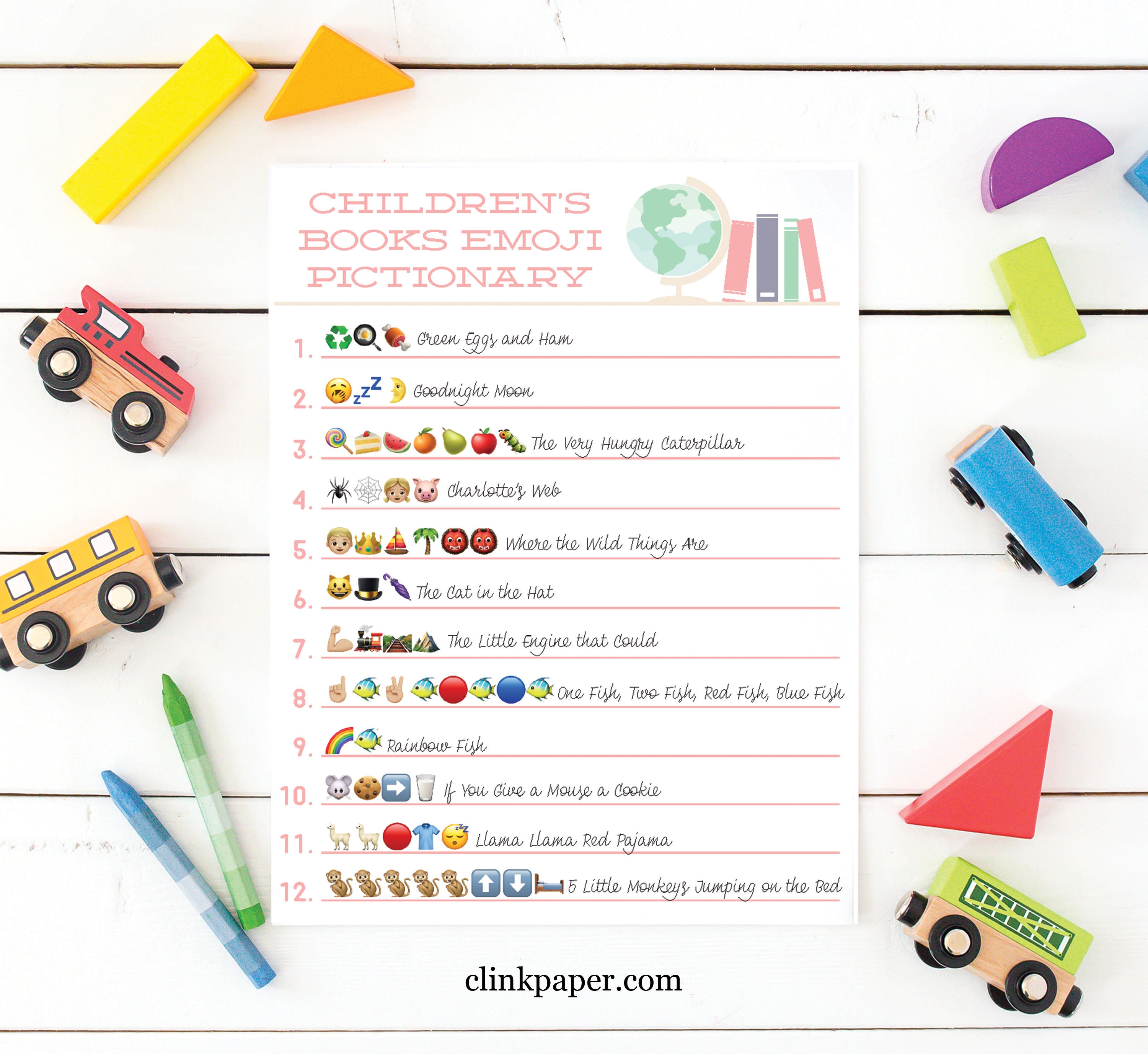 Children's Books Emoji Pictionary- Baby Shower Game- Instant Download ...