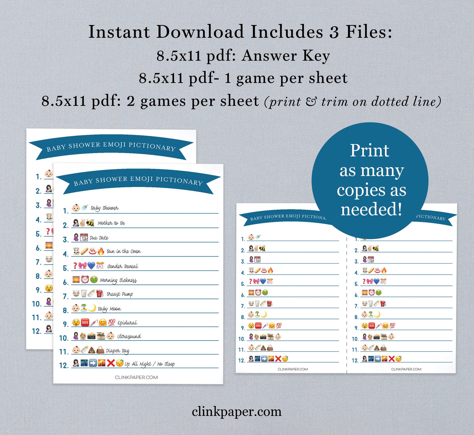 Baby Shower / Pregnancy Emoji Pictionary- Baby Shower Game- Instant ...