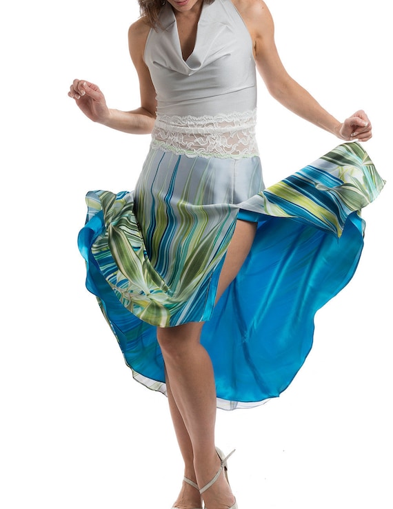 Madame Agis Two-Layer Tango Dance Skirt with Front Slit | Etsy